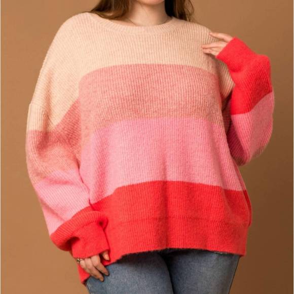 Gilli | Sweaters | New Gilli Striped Knit Sweater Plus In Pink ...